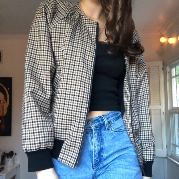 Jackets & Coats | Checkered Bomber Jacket | Poshmark